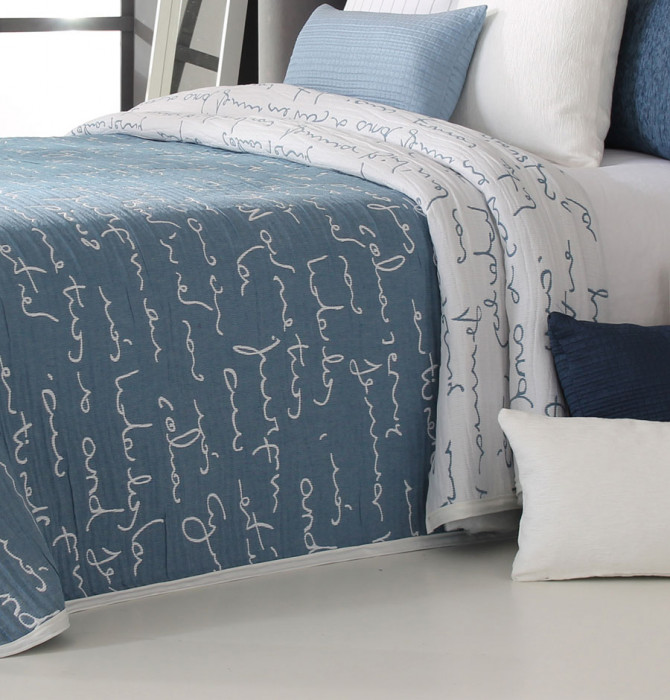 Couvre lit jacquard Daryl bleu Reig Marti - Blancollection