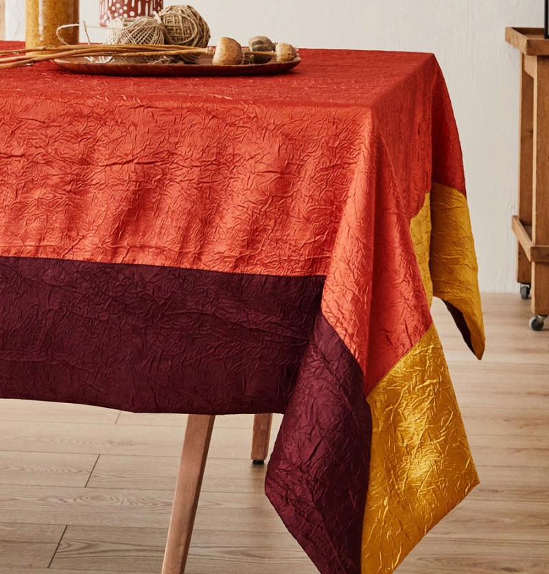 Nappe taffetas froissé Ambiance terre cuite José Houel - Blancollection