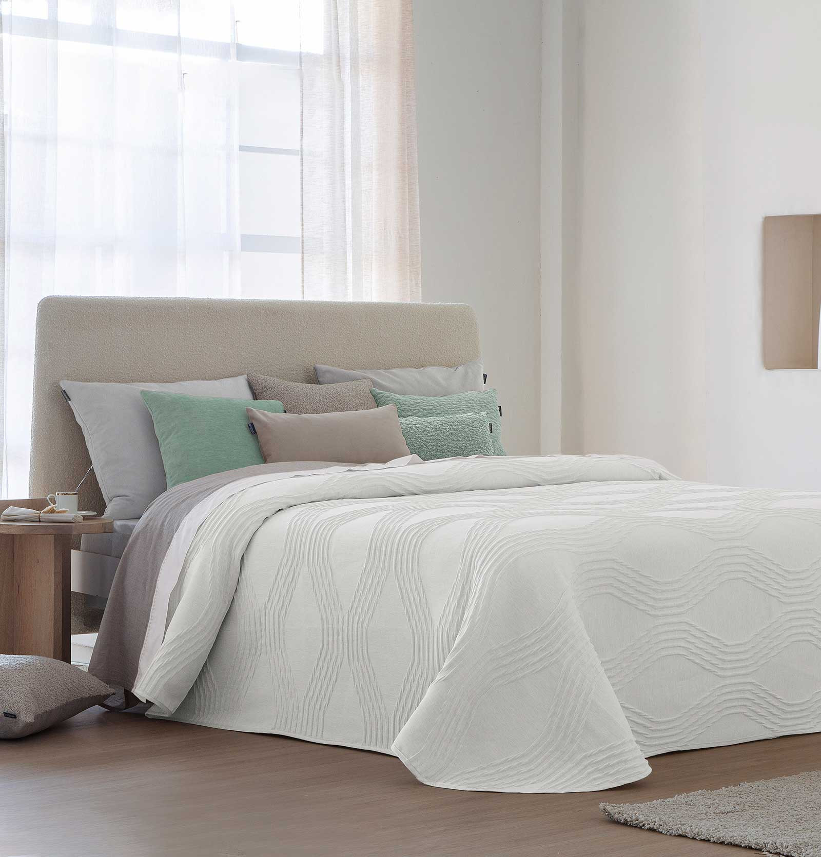 Jeté de lit Biset blanc Antilo - Blancollection